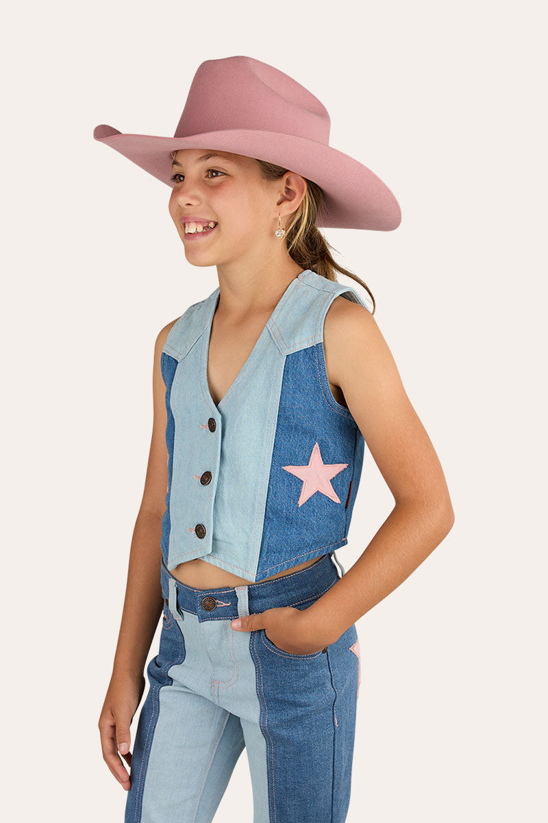 Ella Kids Panel Vest - Vintage Light Blue / Dark Mid Blue – Ringers Western