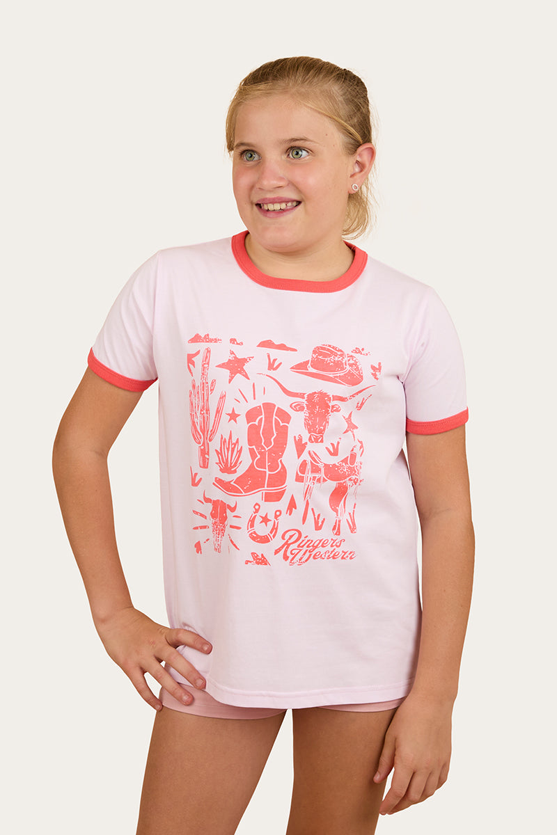 Boot Scootin Kids Ringer T-Shirt - Barley Pink – Ringers Western