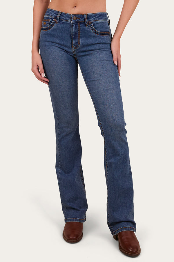 Caroline Womens Mid Rise Bootleg Jean - Mid Wash Blue – Ringers Western
