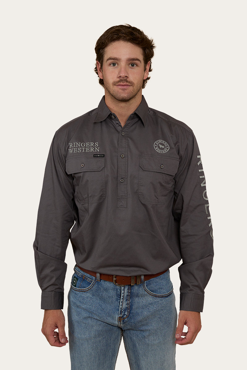 Hawkeye Mens Half Button Work Shirt - Magnum/Ultimate Grey – Ringers ...