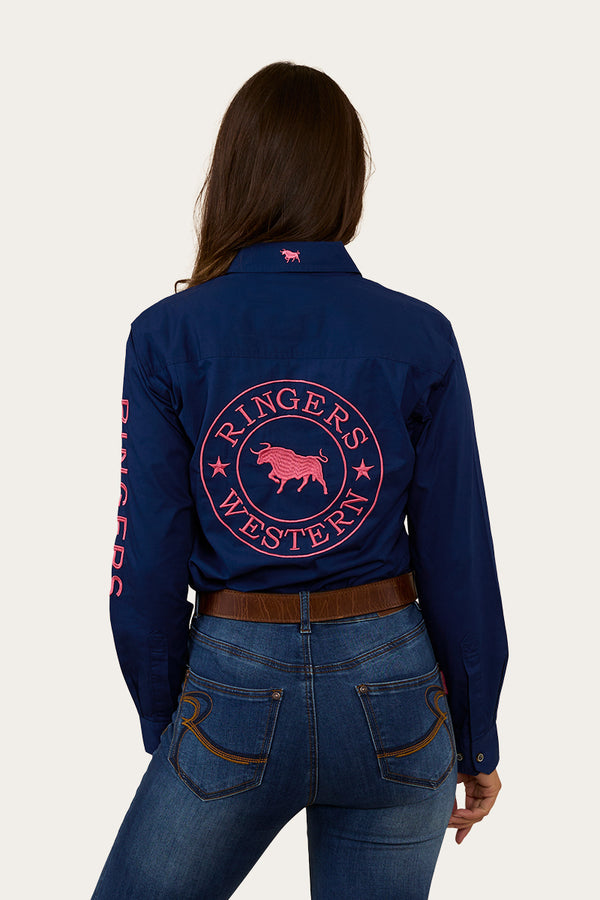 Signature Jillaroo Womens Half Button Work Shirt - Navy/Melon – Ringers ...