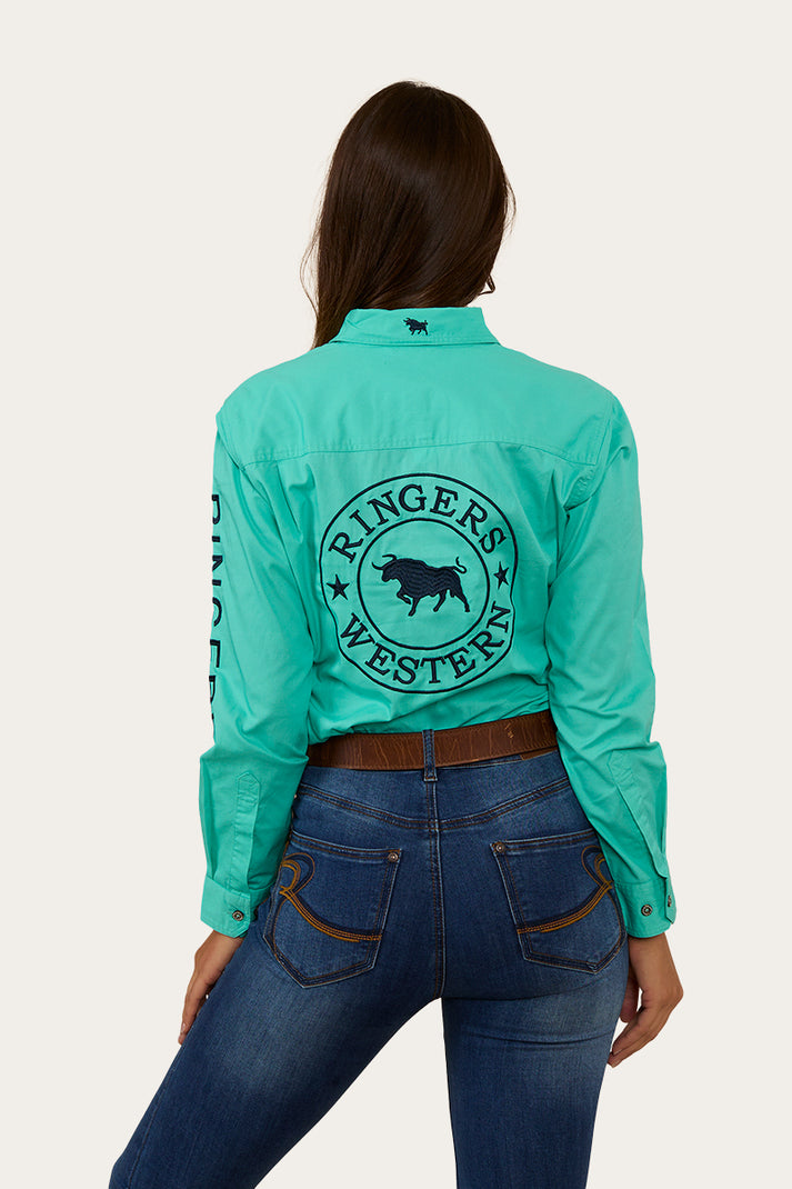 Signature Jillaroo Womens Half Button Work Shirt - Mint/Navy – Ringers Western