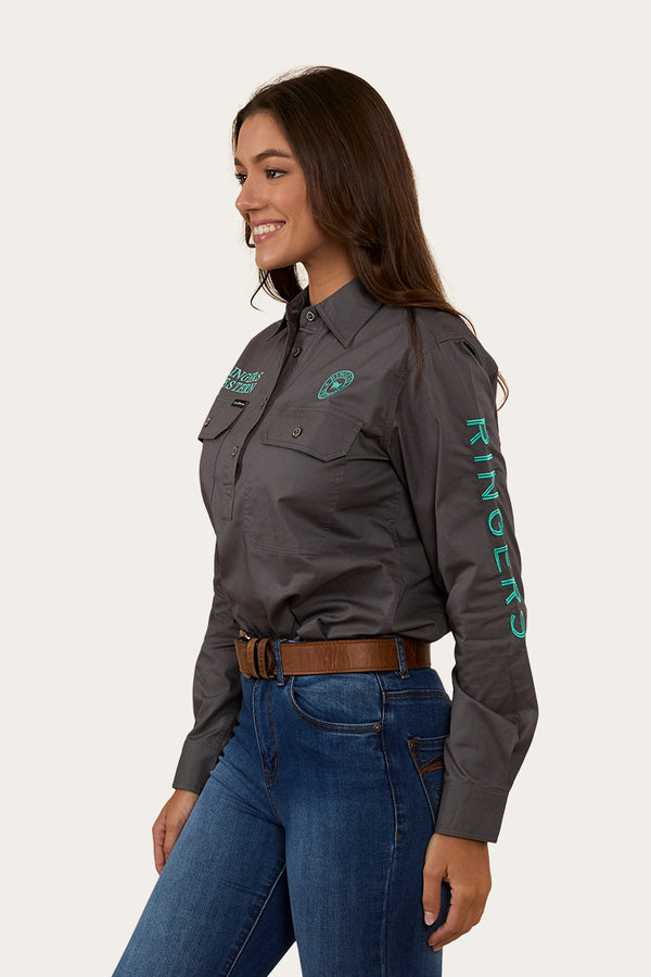 Signature Jillaroo Womens Half Button Work Shirt - Magnum/Mint ...