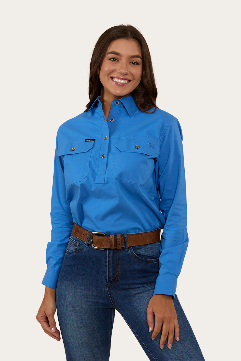 Pentecost River Womens Half Button Coolmax Work Shirt - Blue – Ringers Western
