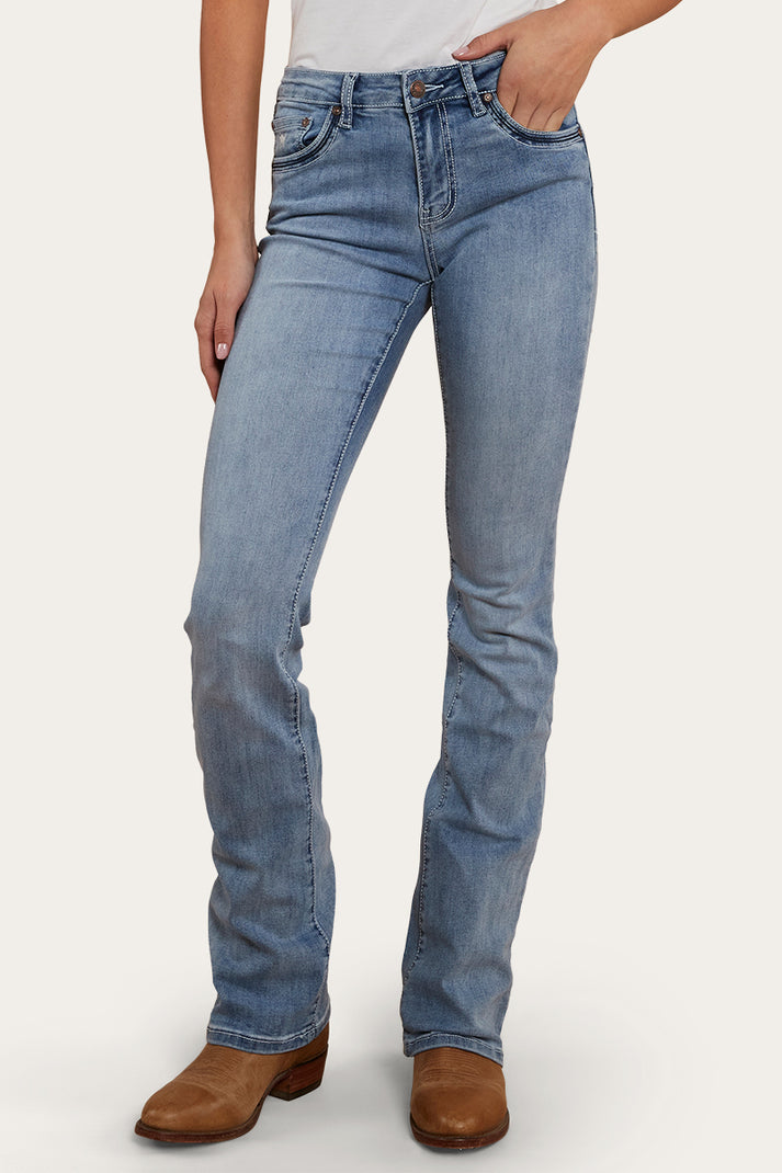 Caroline Rodeo Womens Mid-Rise Bootleg Jeans - Light Blue – Ringers Western