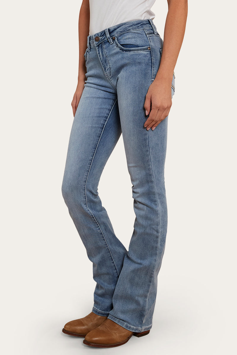 Caroline Rodeo Womens Mid-Rise Bootleg Jeans - Light Blue – Ringers Western