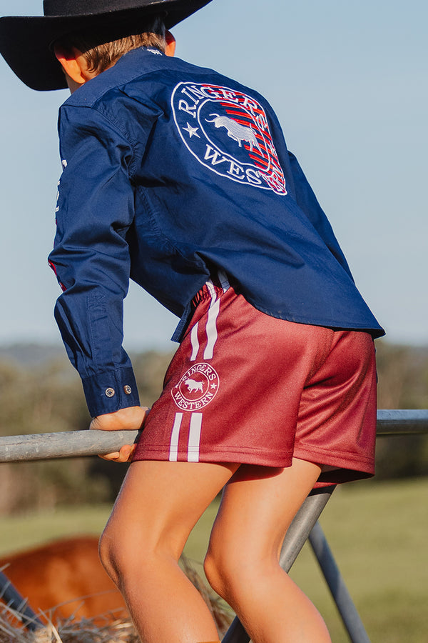 Ringers Kids Footy Shorts - Burgundy – Ringers Western