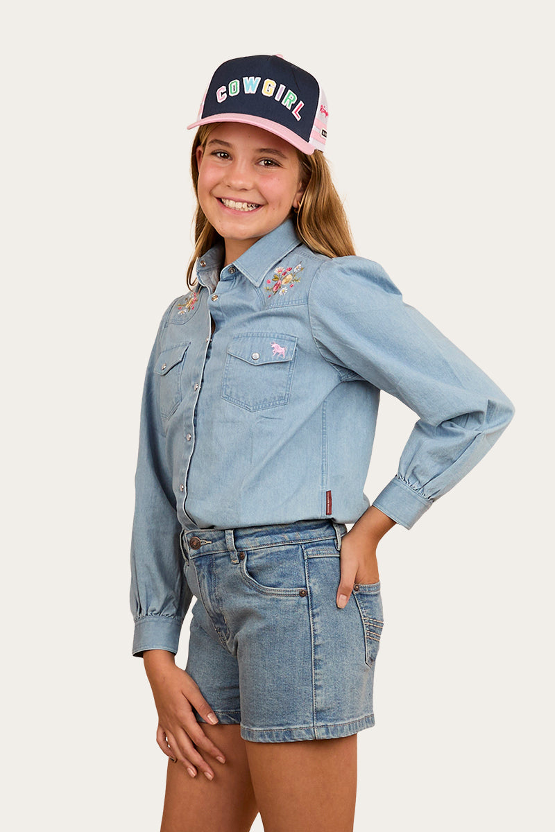 Dahlia Kids Denim Western Shirt - Light Blue – Ringers Western
