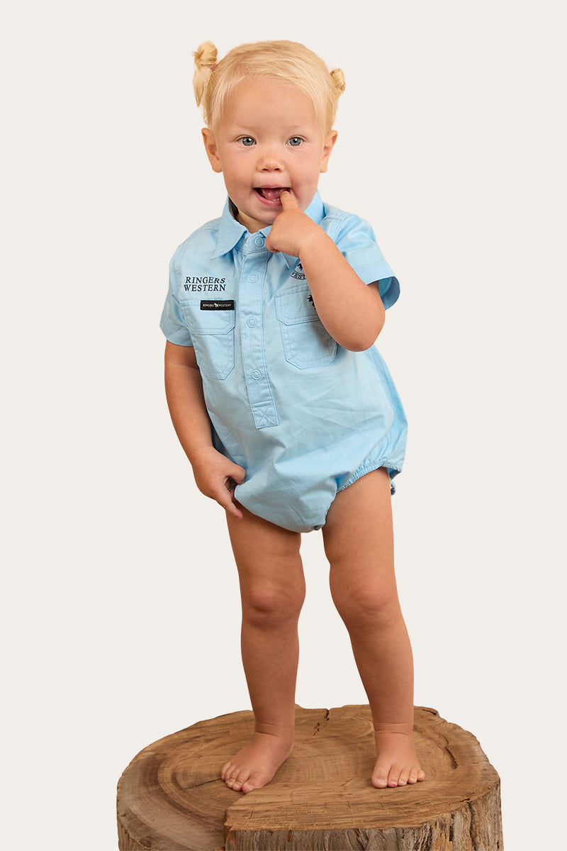 Ringers Babies Short Sleeve Work Shirt Romper - Sky Blue – Ringers Western
