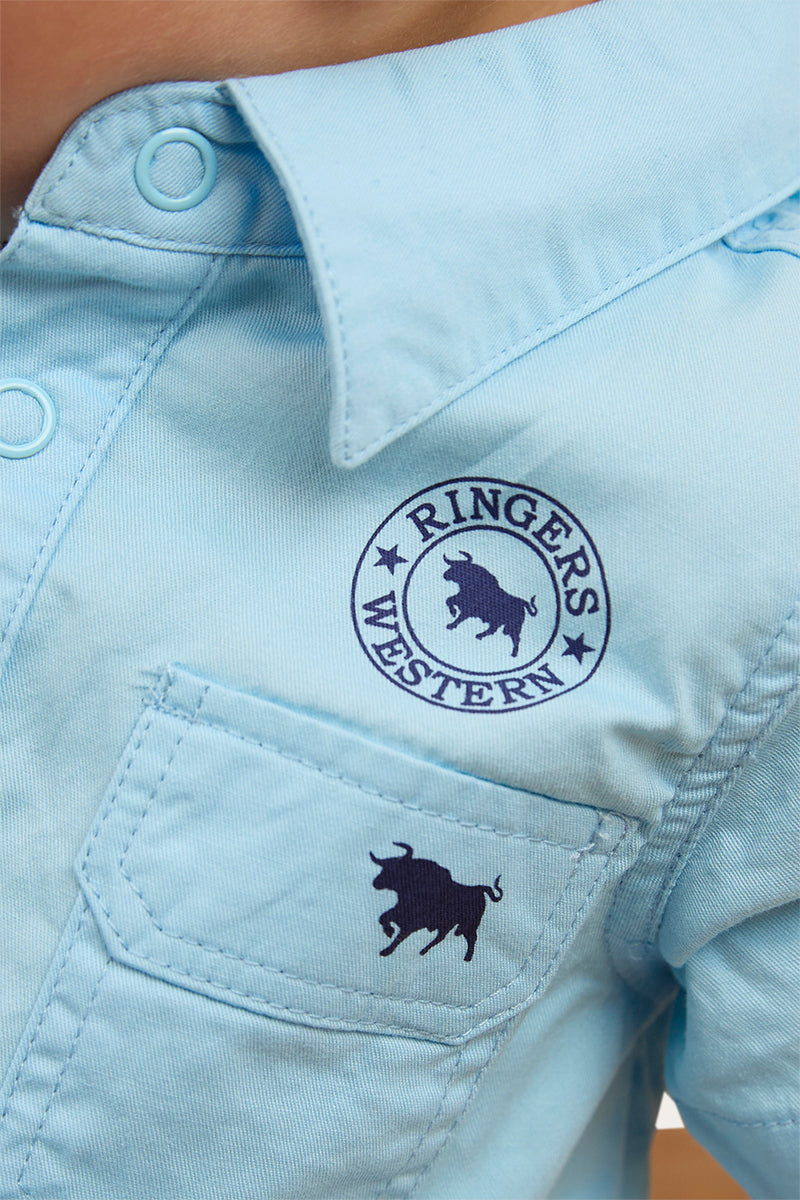 Ringers Babies Short Sleeve Work Shirt Romper - Sky Blue – Ringers Western