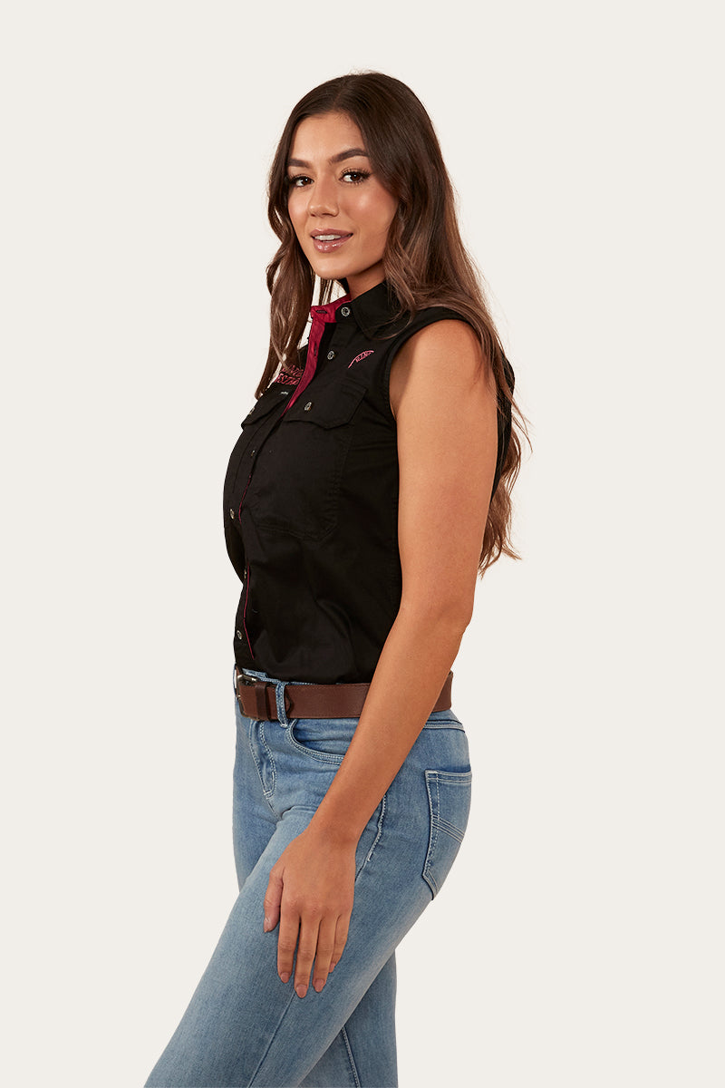 Signature Jillaroo Womens Sleeveless Work Shirt - Black/Melon – Ringers ...