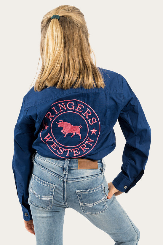 Jackaroo Kids Full Button Work Shirt - Navy/Melon – Ringers Western