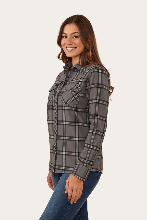 Junee Womens Flanno Semi Fitted Shirt - Charcoal/Black – Ringers Western